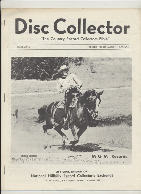 DISC COLLECTOR MAGAZINE Vol. 01 # 10 1957 Carson J. Robison Hillbilly ...