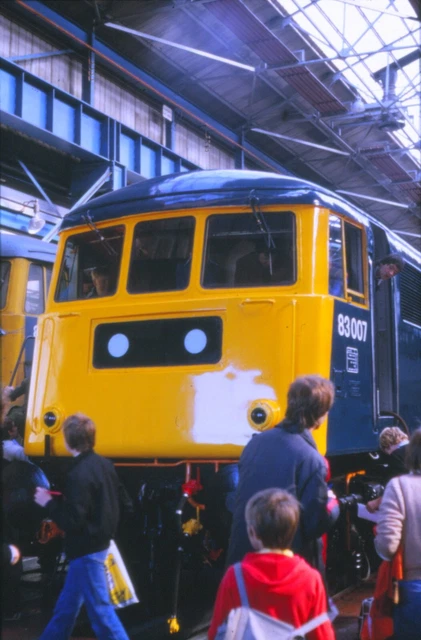 35MM ORIGINAL SLIDE ELECTRIC CLASS 83 007 CREWE WORKS BR BLUE OPEN DAY ...