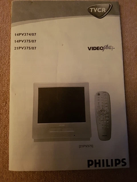 VINTAGE PHILIPS 21PV375 TV/VCR Combi Videoplus User Guide ONLY 14PV374 ...