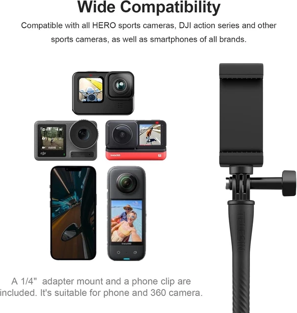 FLEXIBLE SELFIE STICK Monkey Tail Mount for Gopro Hero 13/12/11/10/9/8 ...