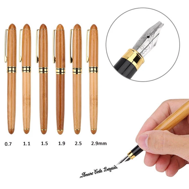 WRITING CALLIGRAPHY BAMBOO Fountain Pens Broad Stub Chisel-pointed ...