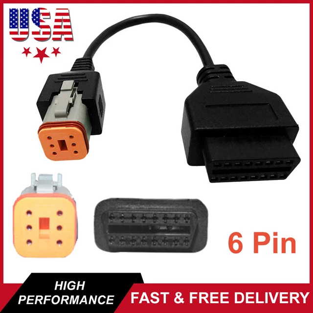 FOR HARLEY DAVIDSON Motorcycle 6Pin to OBD2 Adapter Cable Diagnostic ...