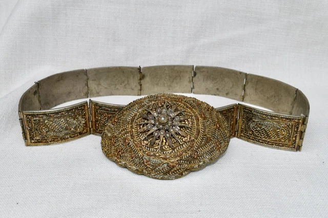 ANTIQUE STRAITS CHINESE Peranakan Malay SILVER Belt Buckle Pending Baba ...