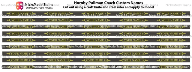 OO GAUGE (1:76 scale) Hornby Pullman Coach Alternative CUSTOM Name ...