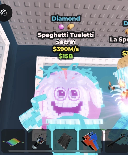 STEAL A BRAINROT *DIAMOND* Spaghetti Tualetti $390m Per Second £31.88 ...