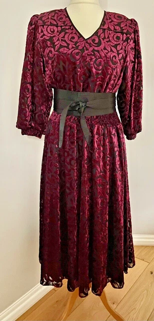 VTG 80S KANGA Collection Dale Tryon Occasion Dress S Black Purple ...