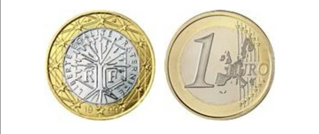 FRANCE 1 EURO 1999 - A stylised tree with the motto Liberte Egalite ...