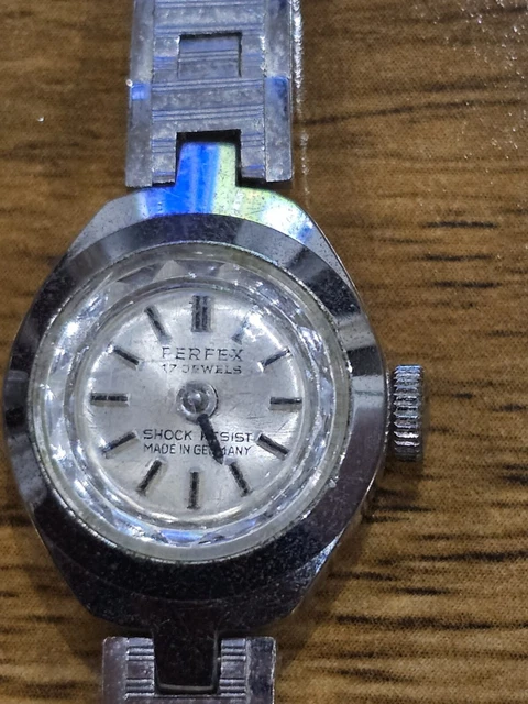 VINTAGE GERMAN PERFEX 17 Jewels Mechanical Ladies Bracelet Watch -17mm ...
