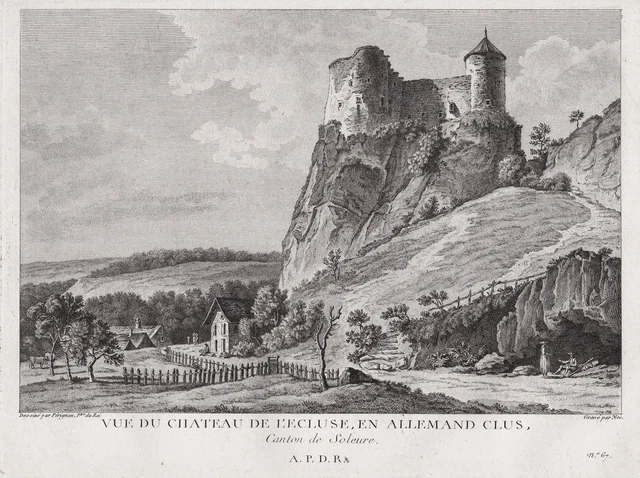 BURG ALT-FALKENSTEIN BALSTHAL Solothurn gravure Schweiz Suisse ...