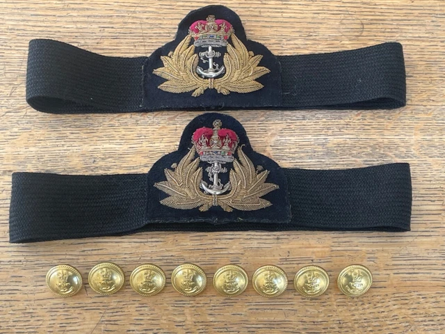 BRITISH ROYAL NAVY Warrant Officers Cap Tally Badge + 8 Gaunt Uniform Buttons £24.95 - PicClick UK