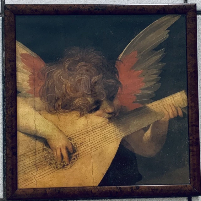 ANCIEN TABLEAU ANGELOT putti au luth Rosso Fiorentino vintage EUR 38,00 ...