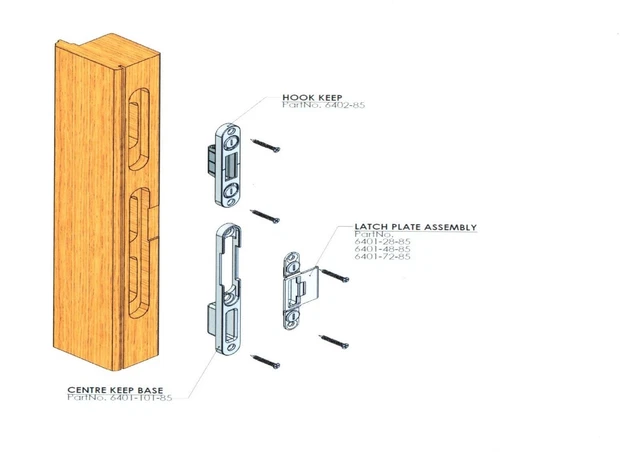 ERA TIMBER CENTRE keep, latch plate & Hook Keep Receiver Set - various ...