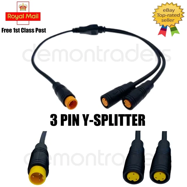 ELECTRIC E-BIKE SCOOTER Y Splitter 3 Pin Cable Thumb Throttle E-Brake ...