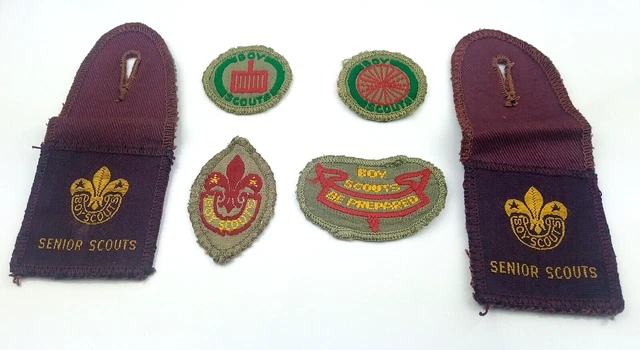 4 X VINTAGE BOY SCOUTS BADGES/PATCHES & PAIR SENIOR SCOUT EPAULETTES ...