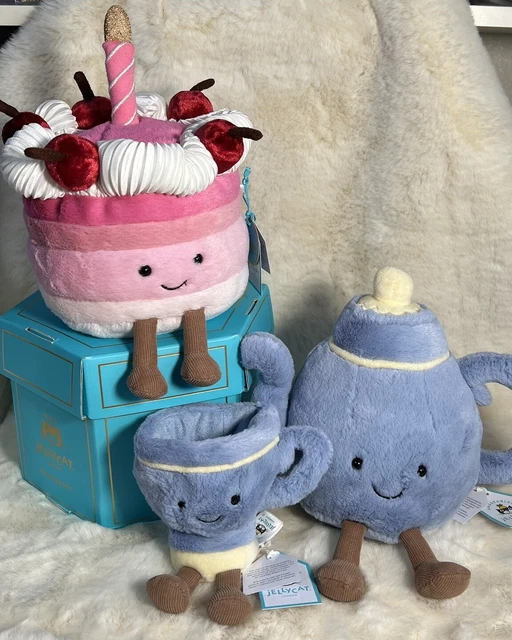 *JELLYCAT X HARRODS* Cheryl Cake, Seb Teacup & Vicky Teapot. 3 NEW ...