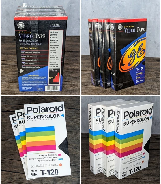 6 BRAND NEW VCR VHS Video Tapes GE Hi-Fi Stereo & Polaroid Supercolor T ...
