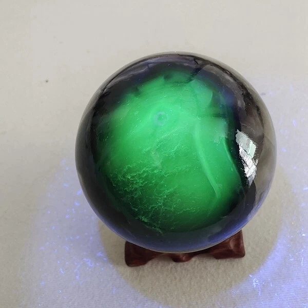 338G RARE NATURAL blue Volcanic Rock agate Sphere Quartz Crystal Ball ...