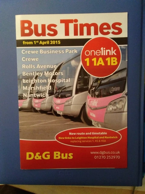 BUS TIMETABLE D & G Bus Crewe area 1st April 2015 $3.86 - PicClick