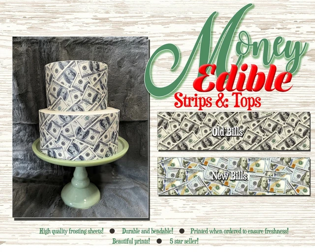 EDIBLE MONEY WRAPS for cakes $100 bill Frosting paper strips One ...