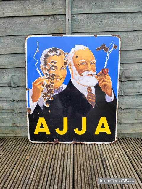 ORIGINAL 1953 AJJA ENAMEL SIGN EMAILSCHILD PLAQUE EMAILLEE 25.5" x 21.5 ...