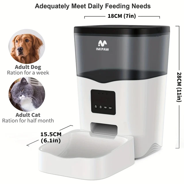 IMIPAW 3L SMART WiFi Pet Feeder - Automatic Cat & Dog Food Dispenser ...
