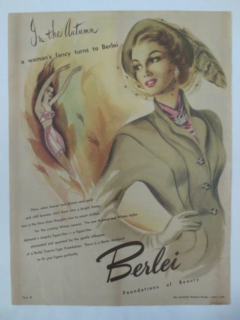 VINTAGE AUSTRALIAN ADVERTISING 1949 ad BERLEI UNDERWEAR foundation ...