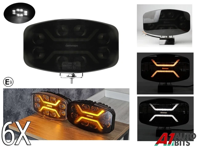 10& 24V SPOT Headlamp LED DRL Smoked Demmon Light X6 For Scania DAF MAN ...