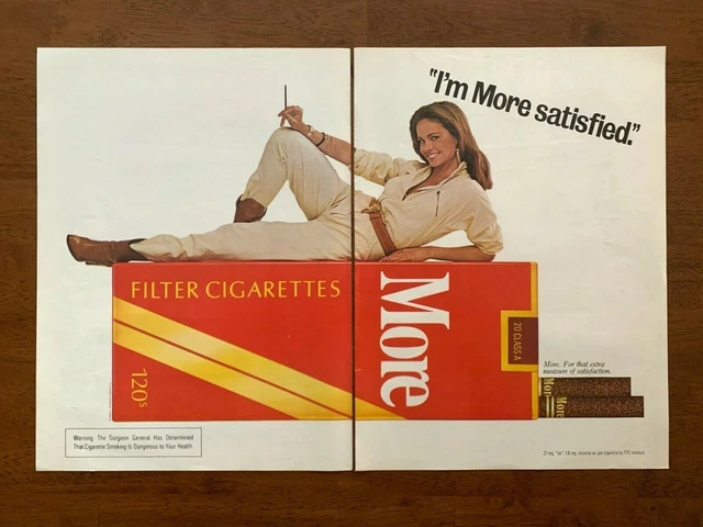 1980S MORE CIGARETTES Vintage Print Ad/Poster 80s Fashion Retro Bar Art ...