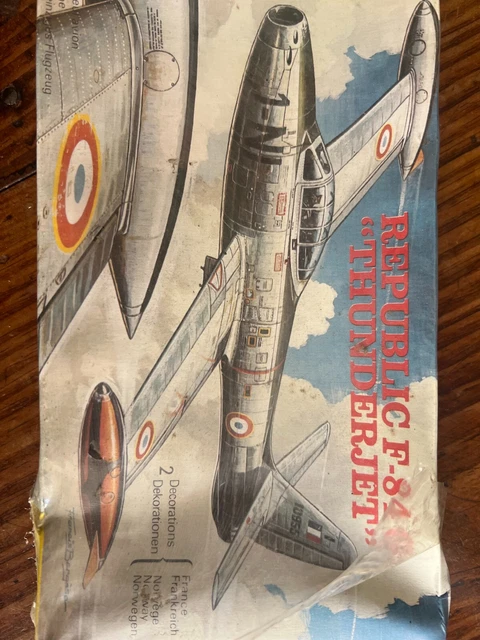 BOITE MAQUETTE AVION Airplane Model Box Heller Republic F84G Thunderjet ...