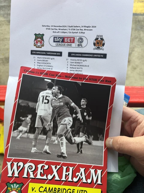 WREXHAM V CAMBRIDGE 2024 Plus Teamsheet £5.00 - PicClick UK