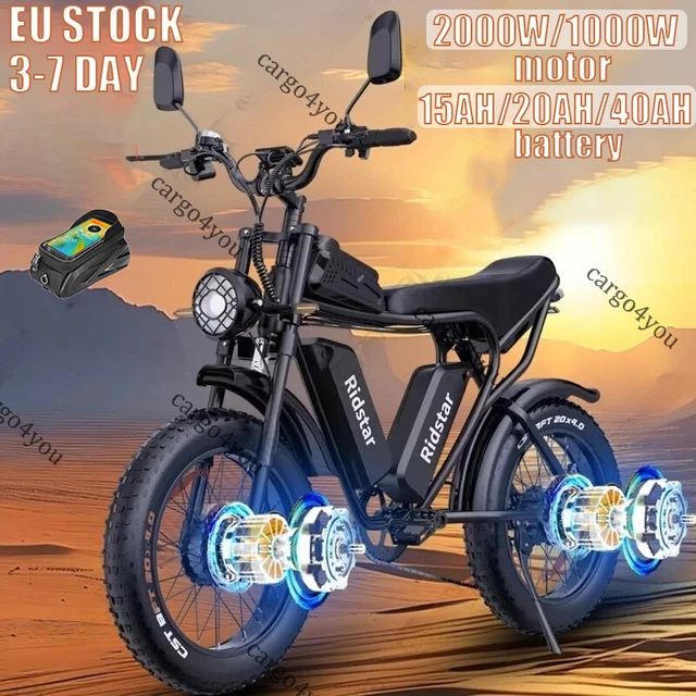 RIDSTAR 20 ZOLL Elektrofahrrad Mountainbike 2000W E-Bike Fatbike 15AH ...