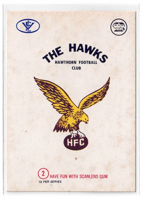 SCANLENS 1973 VFL Afl Footy Football Sticker Card Hawthorn Hawks ...
