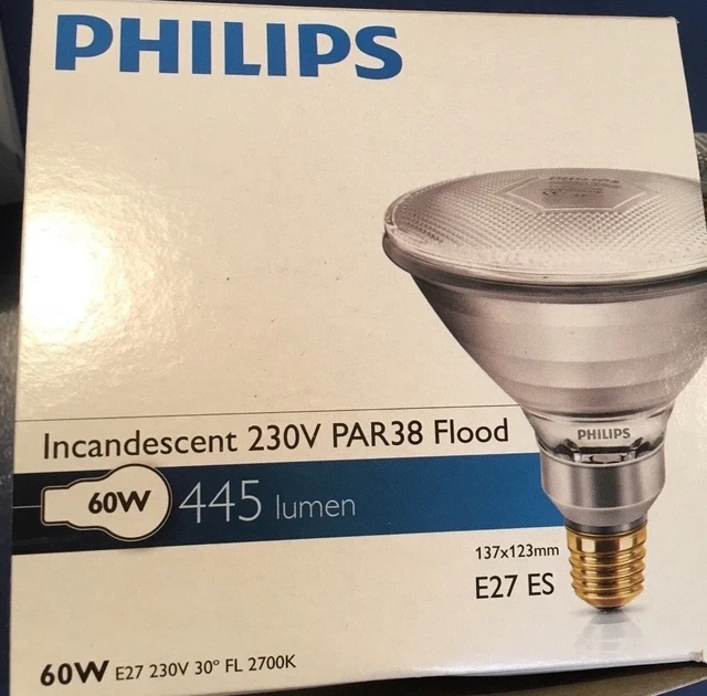 PHILIPS PAR38 E27 Spotlight Pressed Glass Lamp 60W 80W 120W 150W Flood ...