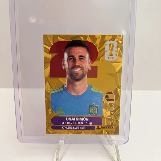PANINI FIFA WORLD Cup 2026 Sticker Gold Crumple ESP-2. Unai Simon ...