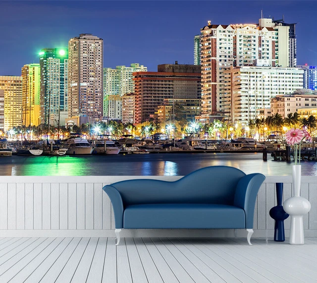 3D BUILDING LAKE G10003 Wallpaper Wall Murals Removable Self-adhesive ...