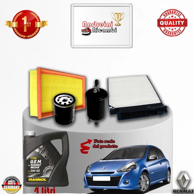 FILTRES KIT D'ENTRETIEN + Huile pour Renault Clio III 1.2 16V 48KW 65CV ...