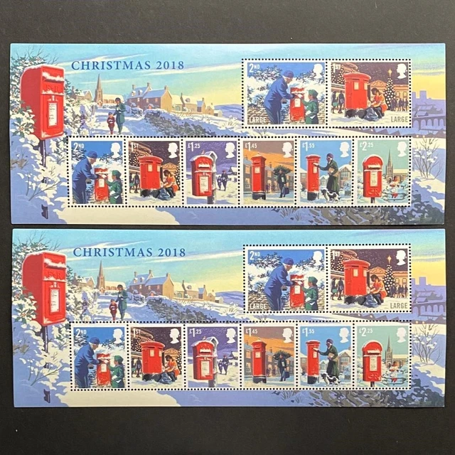 2 SHEETS 1ST 2nd Class GB Christmas Stamps 2018 MNH Unfranked OFF Paper ...