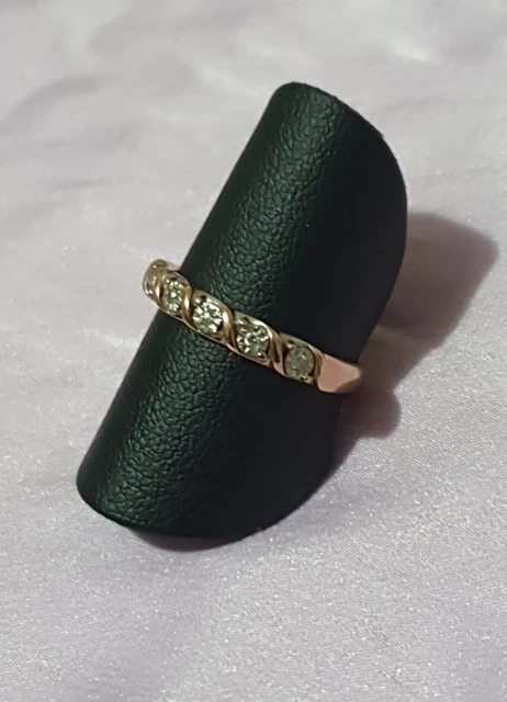 STUNNING 375 9K Rose & White Gold Designer Ring Feat 5 Diamonds Stamped ...