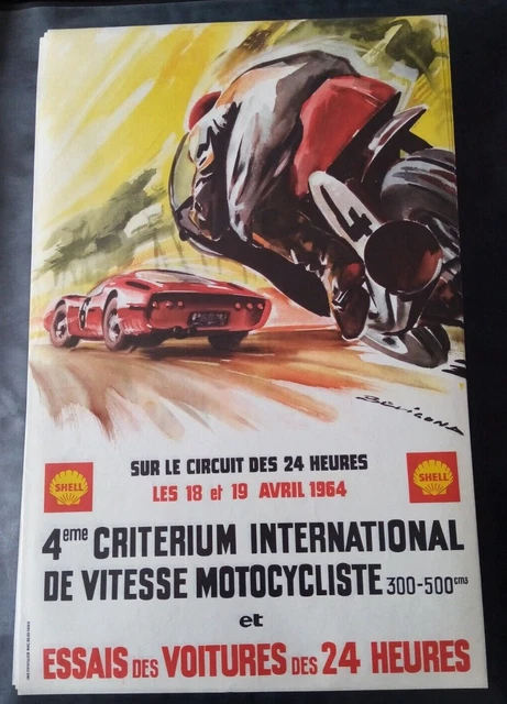 Affiche Originale Essai 24 Heures Du Mans 1964 Poster Test 24h00 Du