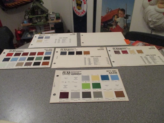 PAINT COLOR REFERENCE Sample Paint Chips R-M Saab 1977 To 1984 Colors ...