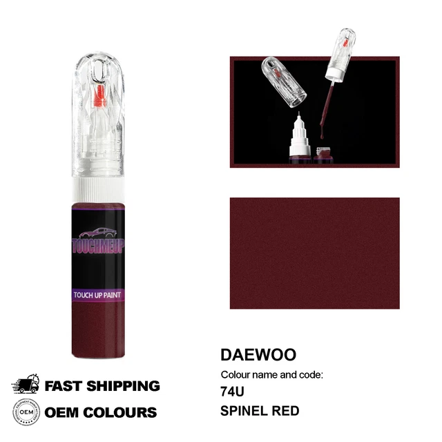 POUR DAEWOO SPINEL Red 74U Retouche Stylo Peinture Pinceau Aiguille Kit ...