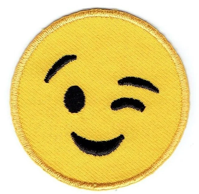 SMILEY FACE EMOJI yellow emoticon - iron on applique/embroidered patch 2632 EUR 3,52 - PicClick FR