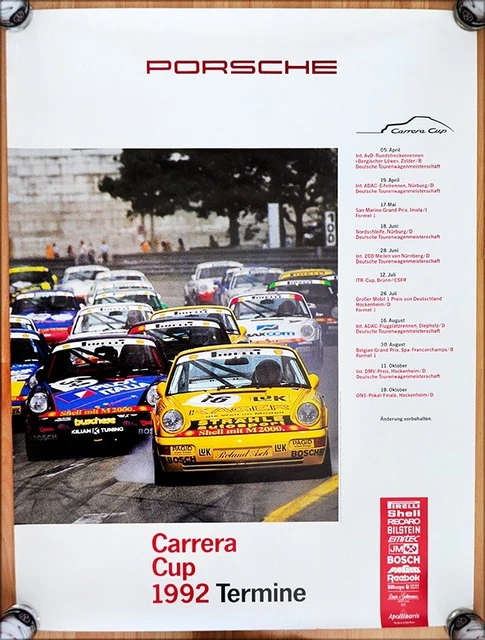 ORIGINAL PORSCHE 911 Plakat Renn Poster "Porsche Carrera Cup" 1992 ...