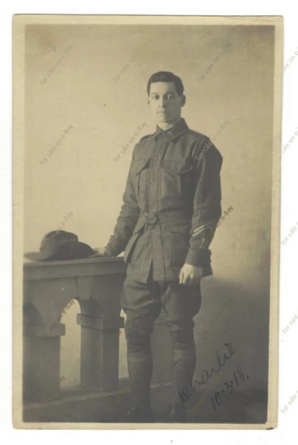WW1 PHOTO AUSTRALIAN ANZAC soldier, colour patch, wound stripe, name ...