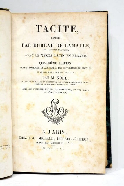 LIVRE ANCIEN TACITE Oeuvres Historiographie Romaine Illustre 1827 EUR ...