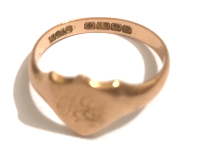 ANTIQUE 18CT ROSE Gold Signet ring Shield Shape Monogrammed 3g+ size N ...