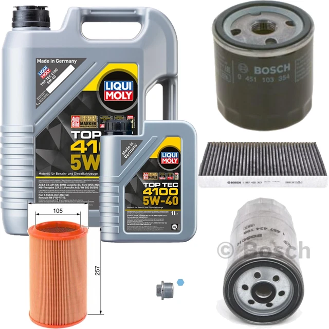 BOSCH INSPECTION SET 6L Liqui Top Moly Tec 4100 5W-40 pour Lancia Lybra SW 2.4 EUR 146,16 ...