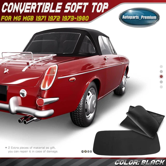 NEW CONVERTIBLE SOFT Top for MG MGB 1971 1972-1980 Black w/ 3Pcs ...