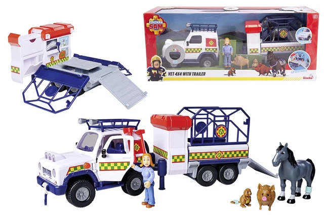 FIREMAN SAM ANIMAL Rescue Playset Vet 4x4 With Trailer and Lizzie ...