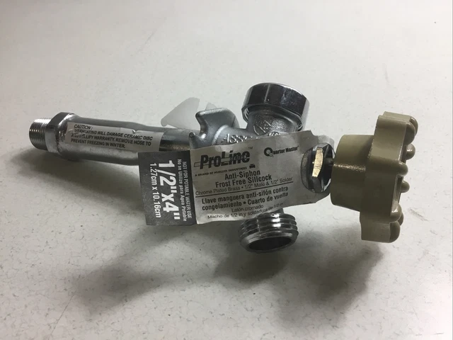 PROLINE ANTI-SIPHON FROST Free 1/2” x 4” Outdoor Faucet Spicket Easy ...
